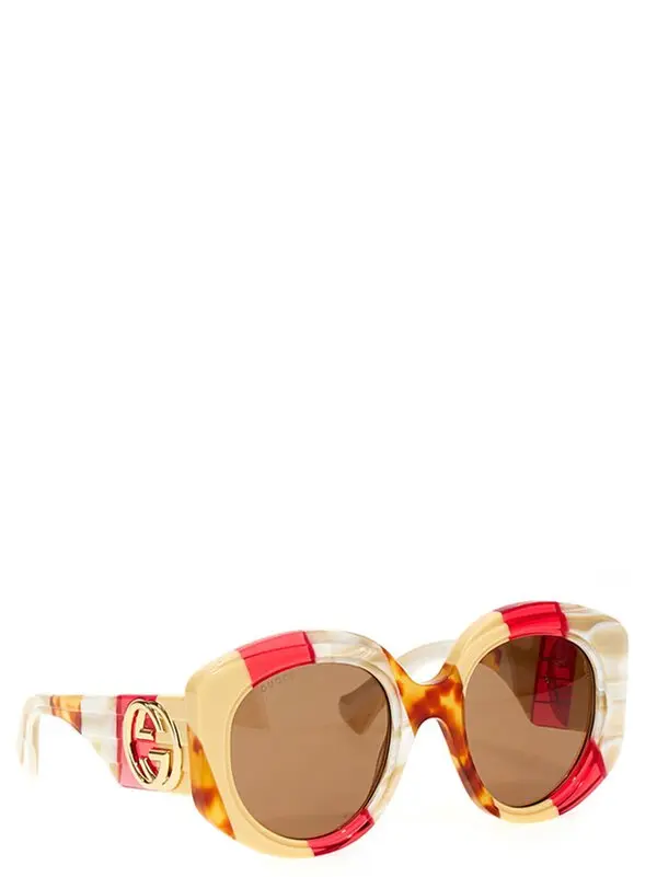 Gucci Tricolor Oversized Round Frame Sunglasses