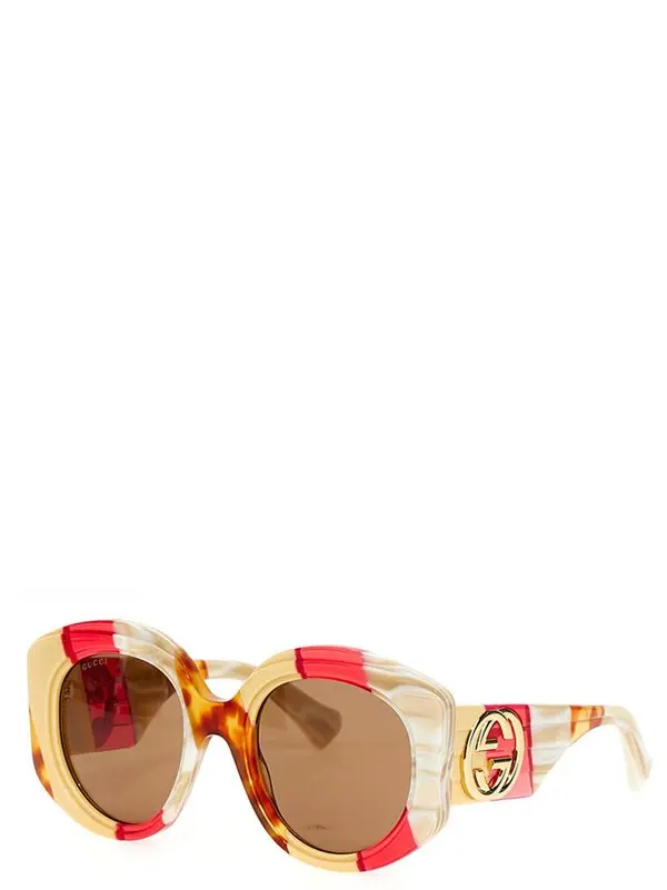 Gucci Tricolor Oversized Round Frame Sunglasses