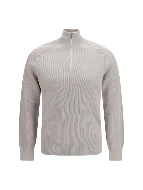 Brunello Cucinelli Brunello Cucinilli Cotton Sweater With High Neckline - Cream