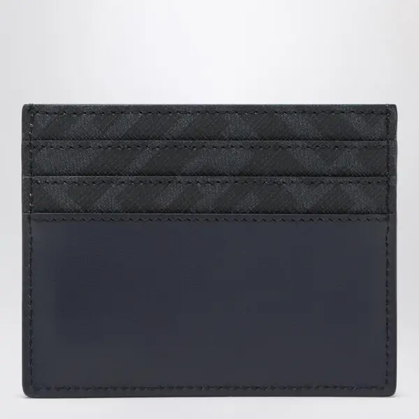 Fendi Dark Leather And Ff Canvas Card Holder