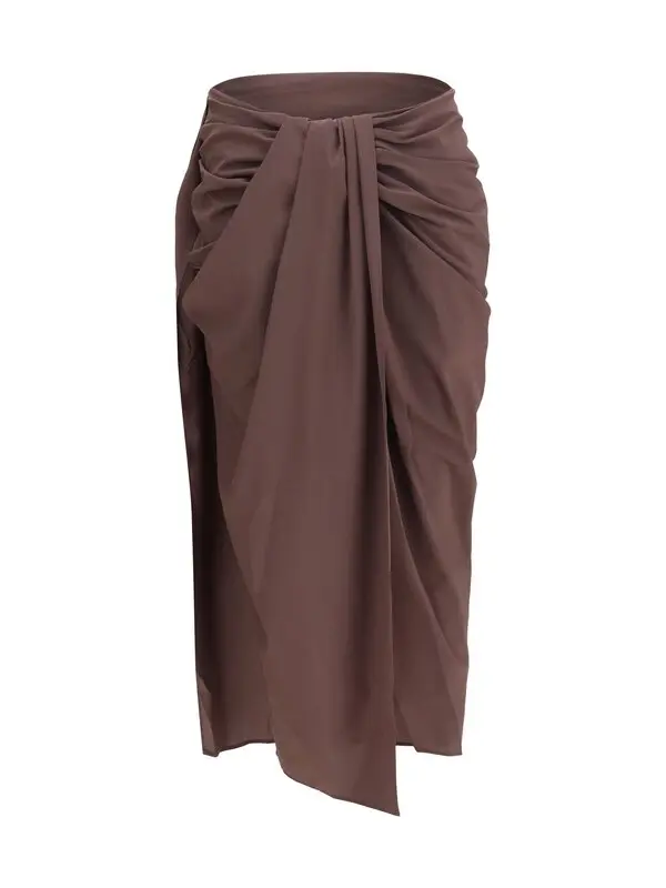 Jacquemus Pareo Skirt In Stretch Muslin - Brown