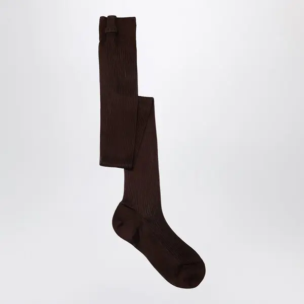 Miu Miu Cocoa-coloured Silk-blend Socks