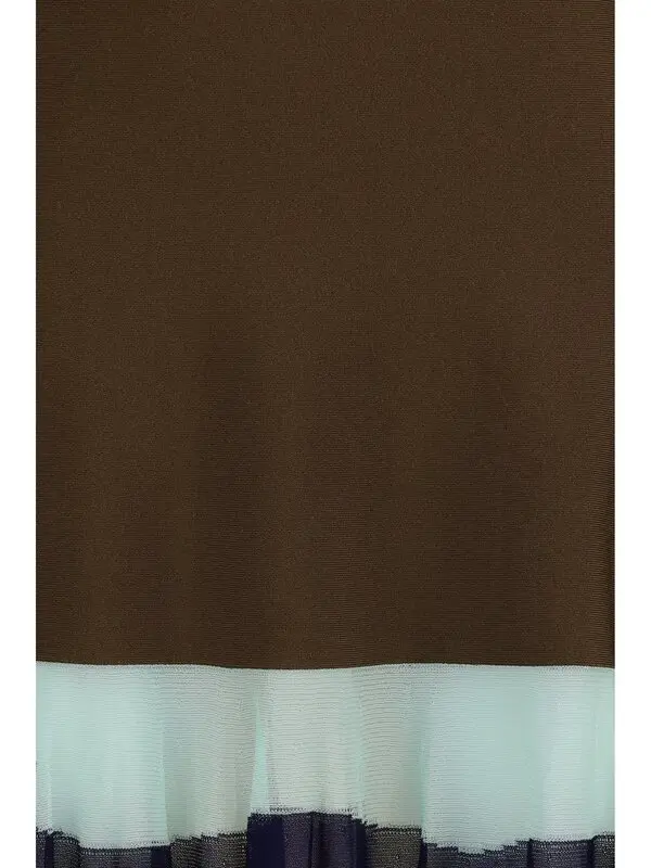 Fendi Long Dress With Color-striped Skirt - Multicolor