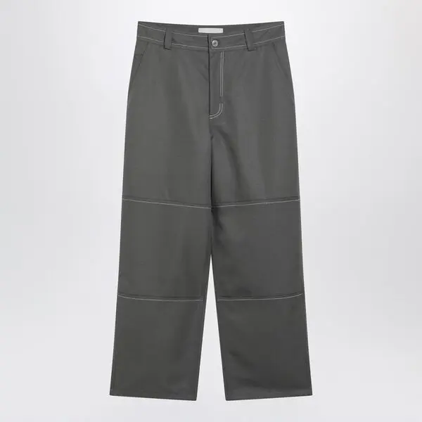 AMI Paris Grey Wool Canvas Workwear Trousers