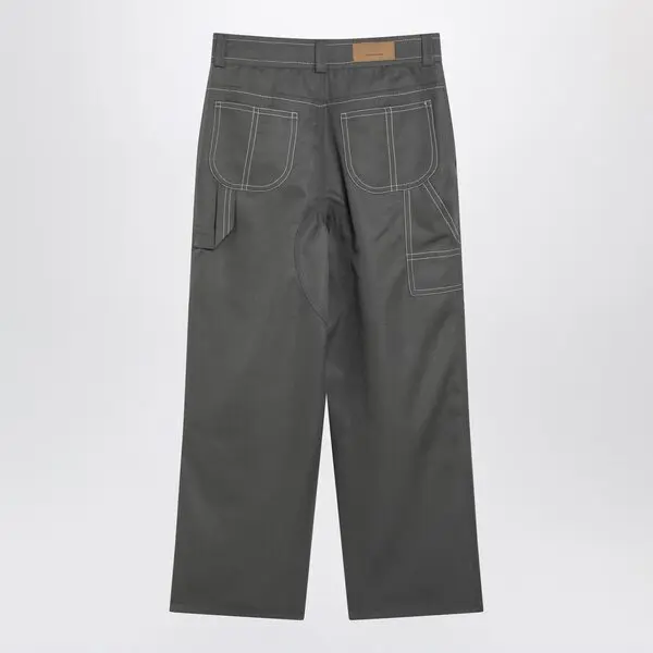AMI Paris Grey Wool Canvas Workwear Trousers