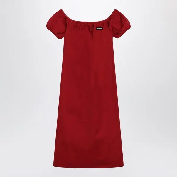 Miu Miu Cotton Off-the-shoulder Midi Dress - Red
