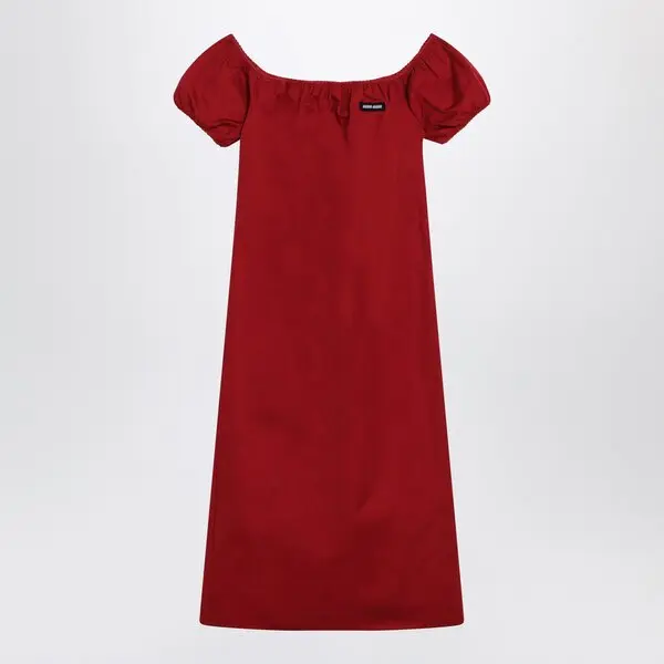 Miu Miu Cotton Off-the-shoulder Midi Dress - Red