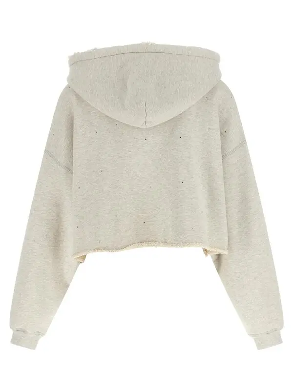 GOLDEN GOOSE Crystal Appliqué Cotton Hoodie - Gray