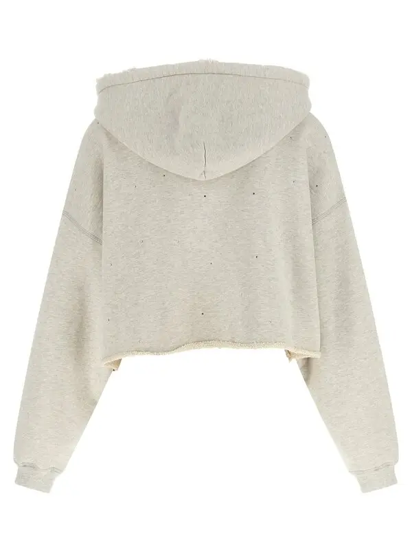 GOLDEN GOOSE Crystal Appliqué Cotton Hoodie - Gray