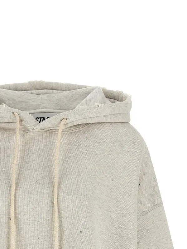 GOLDEN GOOSE Crystal Appliqué Cotton Hoodie - Gray