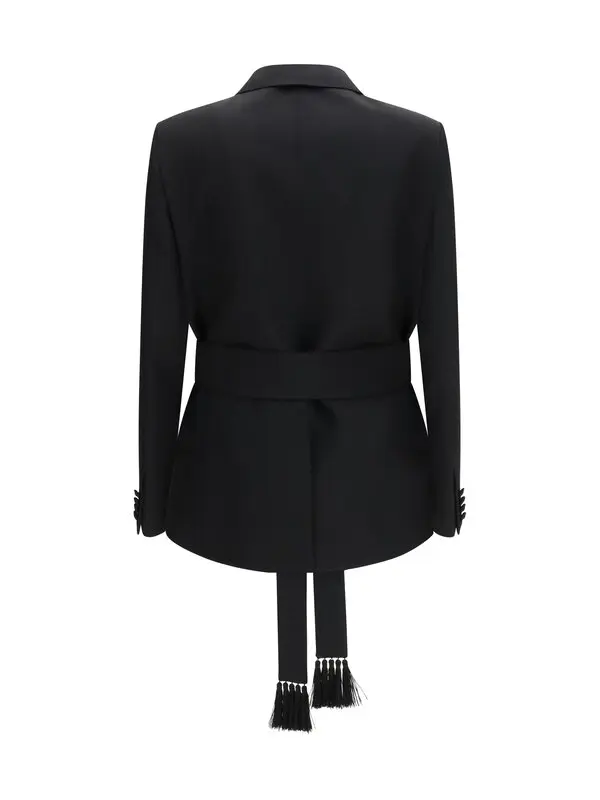 Valentino Garavani Double-breasted Virgin Wool Blazer With Belt - Black