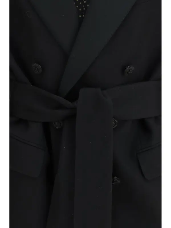 Valentino Garavani Double-breasted Virgin Wool Blazer With Belt - Black