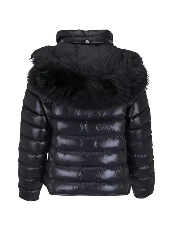 Moncler Quilted Coat With Fur Trim - Multicolor