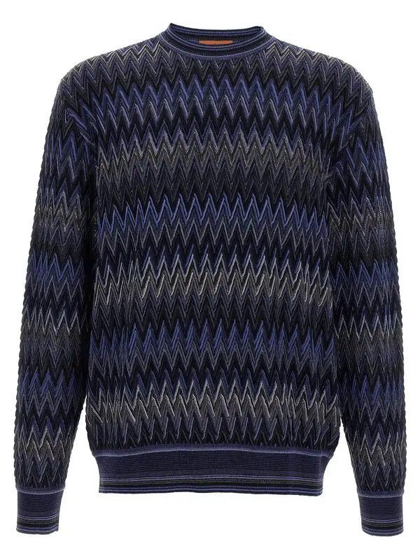 Missoni Zigzag Pattern Wool Sweater - Blue