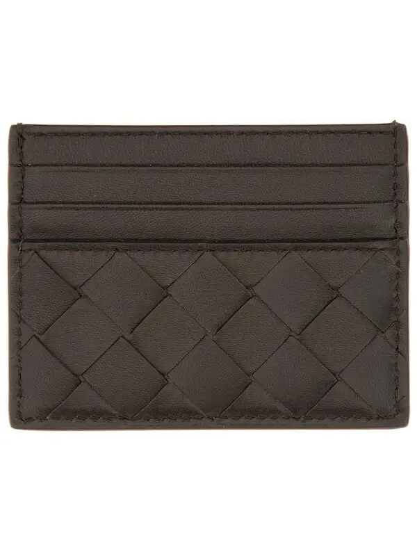 Bottega Veneta Woven Credit Card Holder - Brown