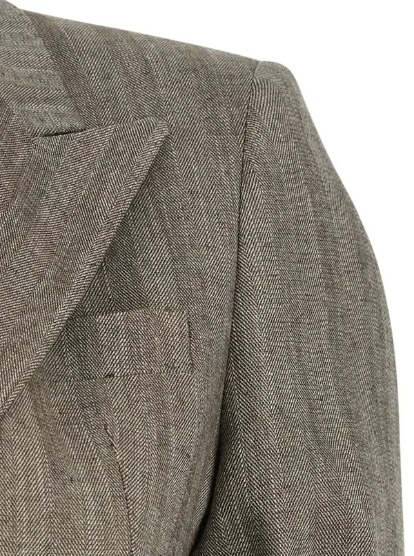 Tagliatore Grey Suit Double-breasted In Linen Blend For