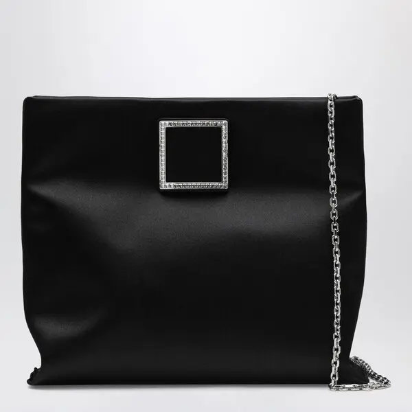 ROGER VIVIER Trompette Clutch In Satin - Black