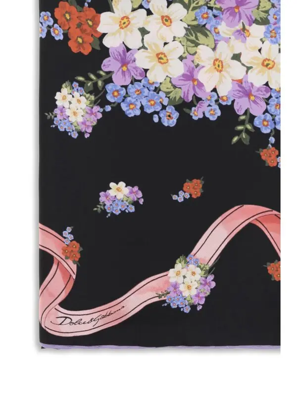 Dolce & Gabbana Silk Scarf With Floral Print - Multicolor