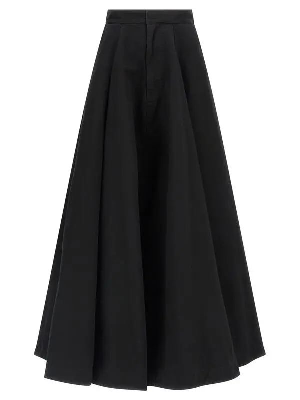 Balenciaga Ripstop Cotton Godet Midi Skirt - Black