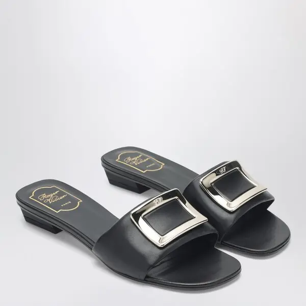 ROGER VIVIER Leather Slides - Black