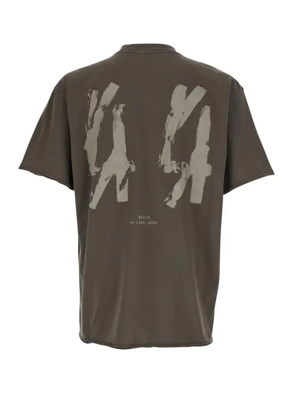 44 LABEL GROUP Grey Crew Neck T-shirt With Maxi Logo On The Back In Cotton For - Gray