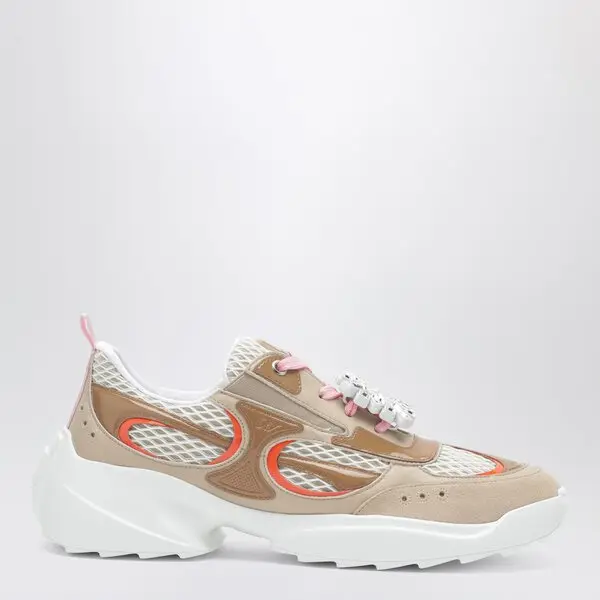ROGER VIVIER Leather And Fabric Sneaker - Cream
