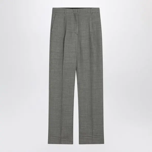 Prada Wide Leg Wool Trousers - Gray
