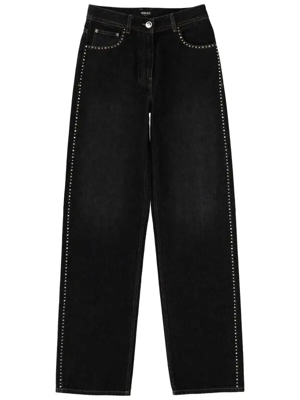Versace Jeans With Studs And Crystals Decoration - Black