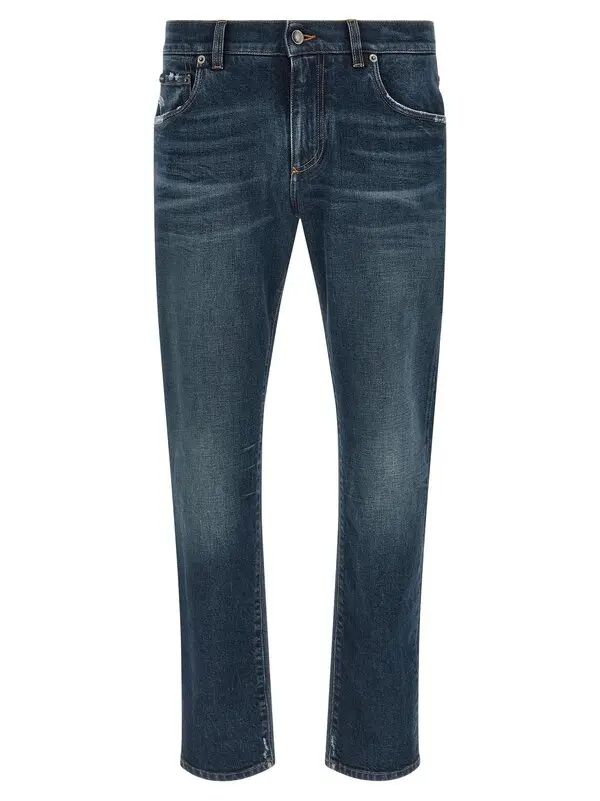 Dolce & Gabbana Logo Patch Jeans - Blue