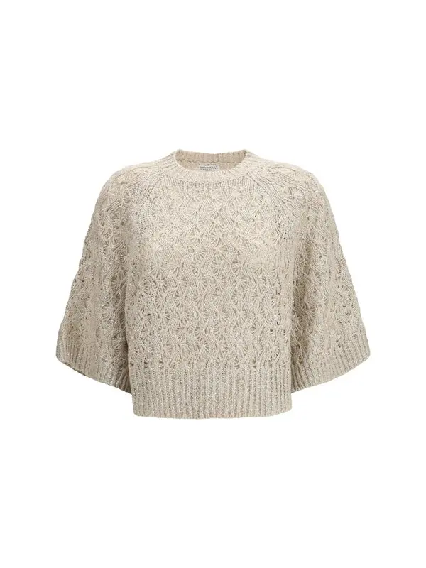 Brunello Cucinelli Open-knit Construction Sweater - Gray