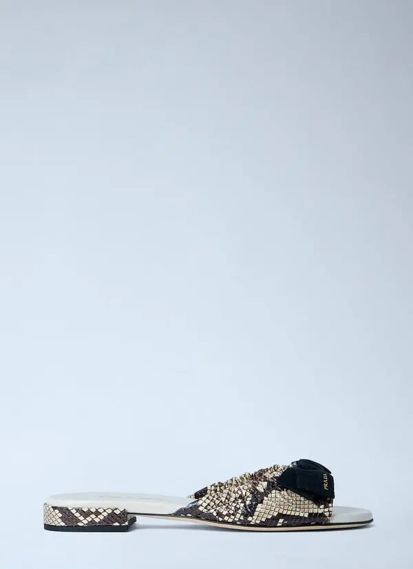 Prada Textured Slide Sandals - Gray