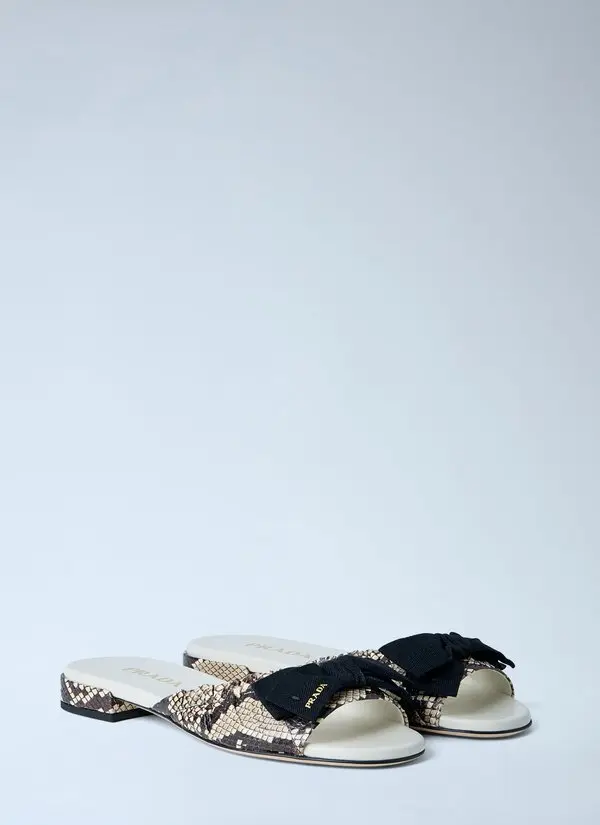 Prada Textured Slide Sandals - Gray