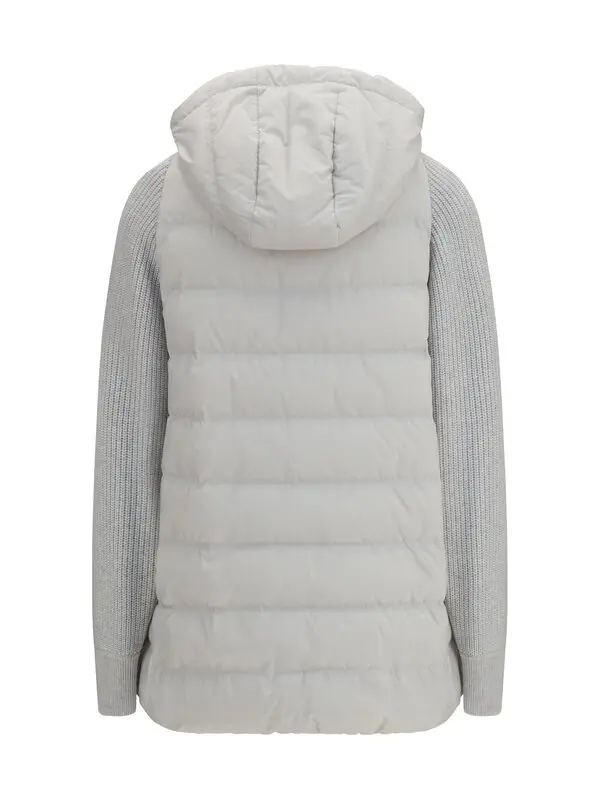 Brunello Cucinelli Long Monili Chain Puffer Jacket - Gray