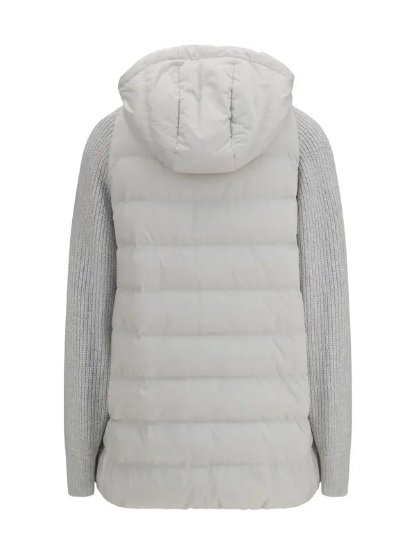 Brunello Cucinelli Long Monili Chain Puffer Jacket - Gray