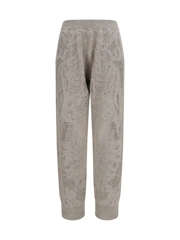 Brunello Cucinelli Track Dazzling Water Lillies Pants - Cream
