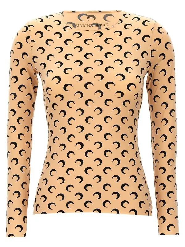 MARINE SERRE Moon Printed Jersey' Top - Cream