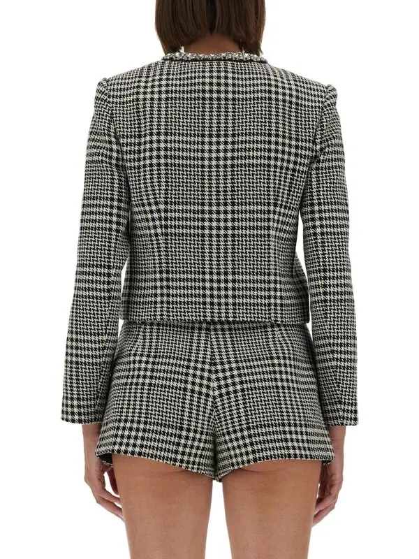 SELF-PORTRAIT Houndstooth Jacket With Crystals