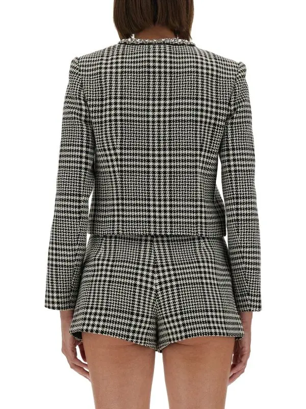 SELF-PORTRAIT Houndstooth Crystal-embellished Jacket - Multicolor