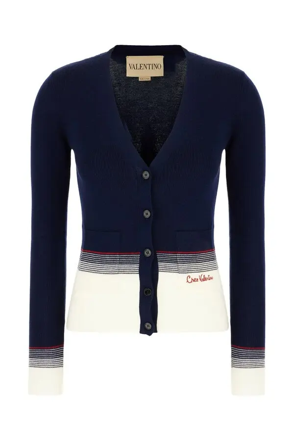Valentino Garavani Button Detailed V Neck Knitwear - Multicolor