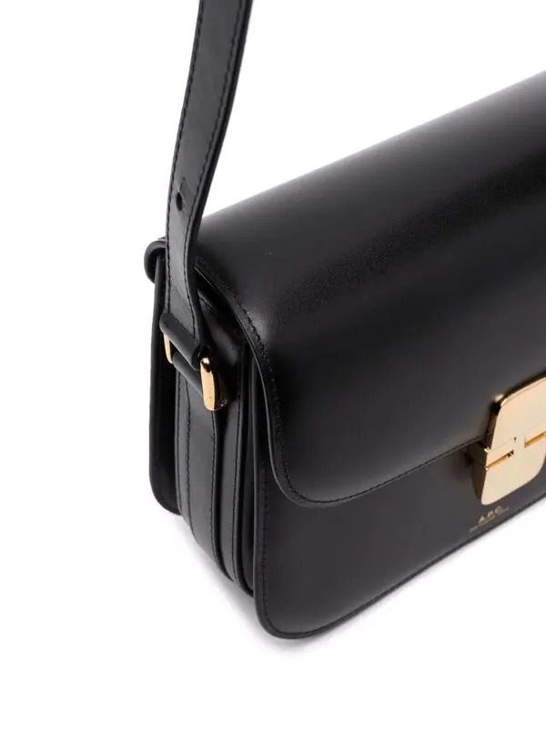 A.p.c. Grace' Small Crossbody Bag With Adjustable Strap And Logo Lettering Imprinted On The Front In Leather For - Black