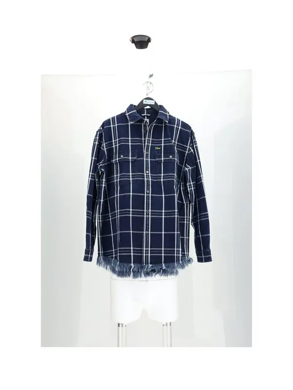 Dior Shirt Check Con Fondo Sfrangiato - Blue