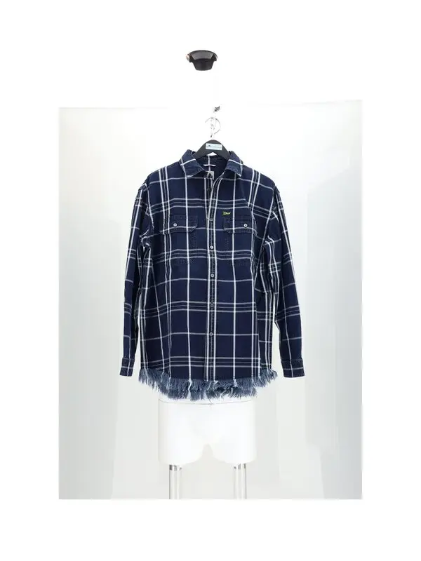 Dior Shirt Check Con Fondo Sfrangiato - Blue