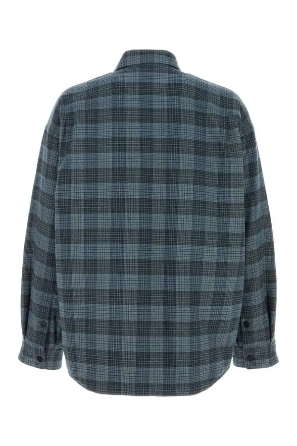 Balenciaga Embroidered Flannel Oversize Shirt - Multicolor