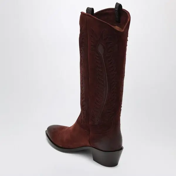 Sartore Suede Frida Western Boot - Brown