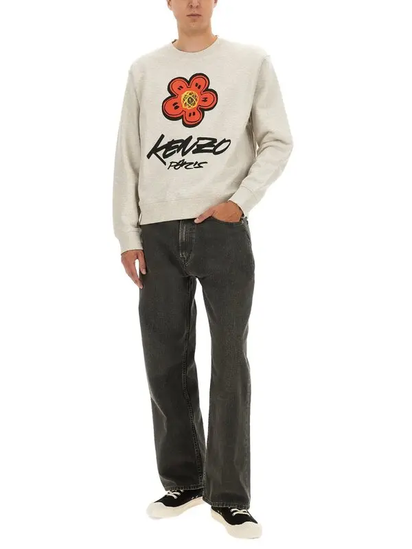 Kenzo Logo Graphic Crewneck Sweatshirt - Gray