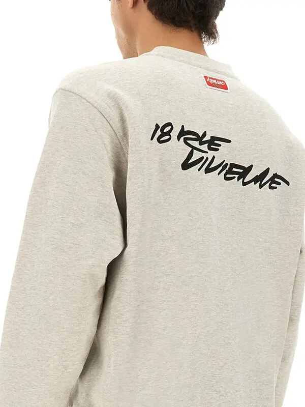 Kenzo Logo Graphic Crewneck Sweatshirt - Gray