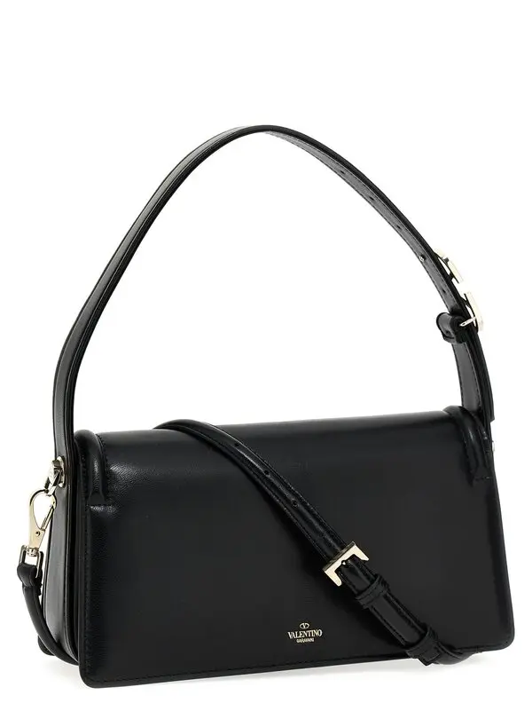 Valentino Garavani Le Grand Deuxième Leather Shoulder Bag - Black