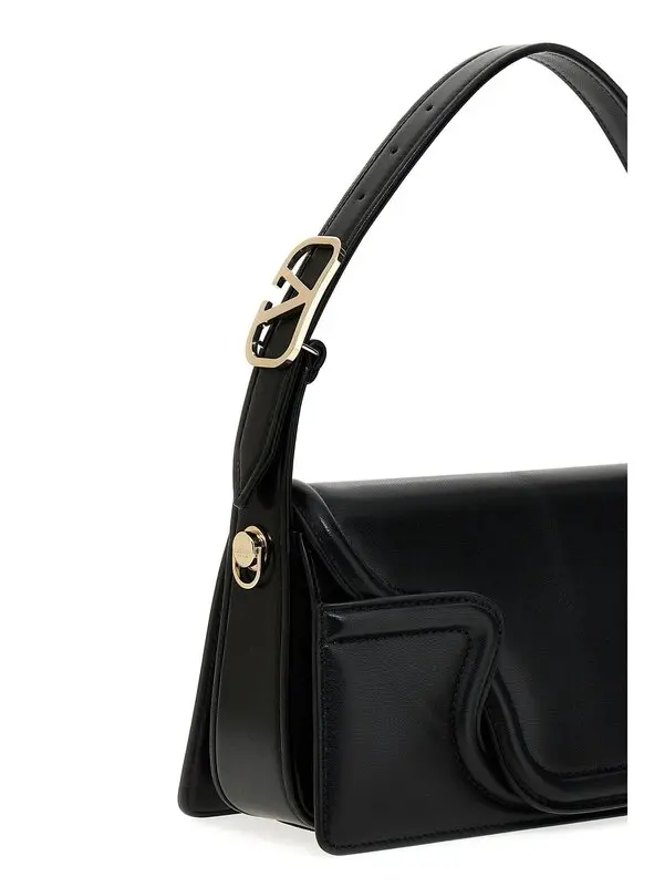 Valentino Garavani Le Grand Deuxième Leather Shoulder Bag - Black