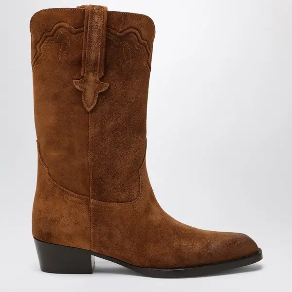 Paris Texas Hilda Boots In Cognac Suede - Brown
