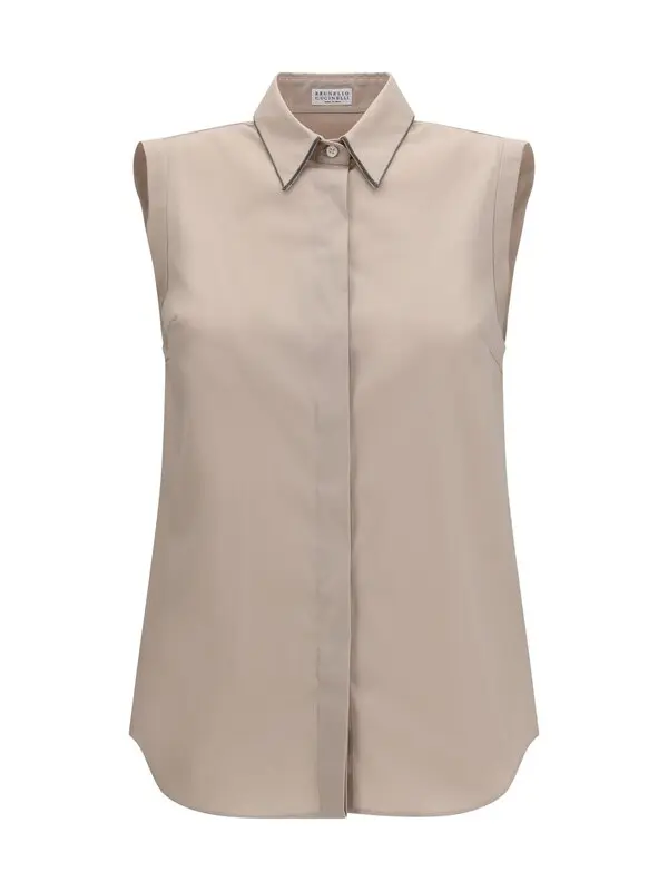 Brunello Cucinelli Sleeveless Shirt - Cream